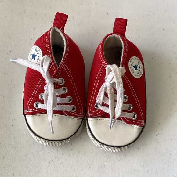The Unbranded Brand | Shoes | Baby Converse Kids Red And White Sneakers ...